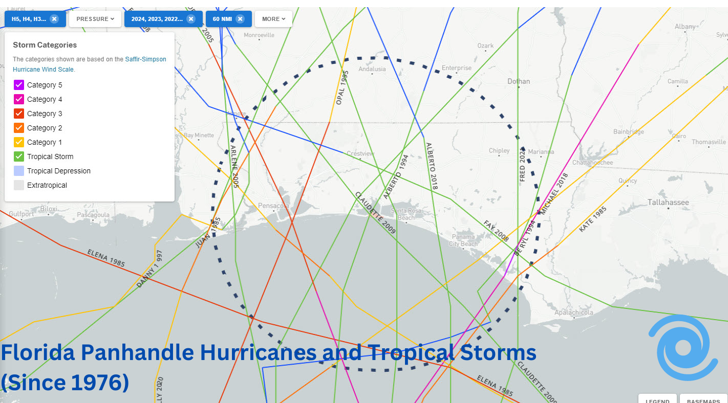 Major Hurricanes That Have Struck The Florida Pandhandle Over The Past ...